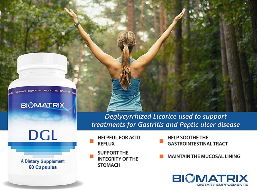 DGL Capsules (60) - By Biomatrix - Highest Quality