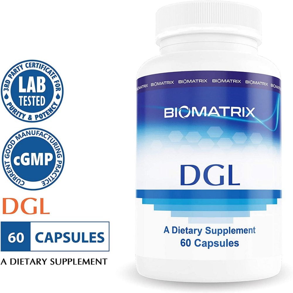 DGL Capsules (60) - By Biomatrix - Highest Quality